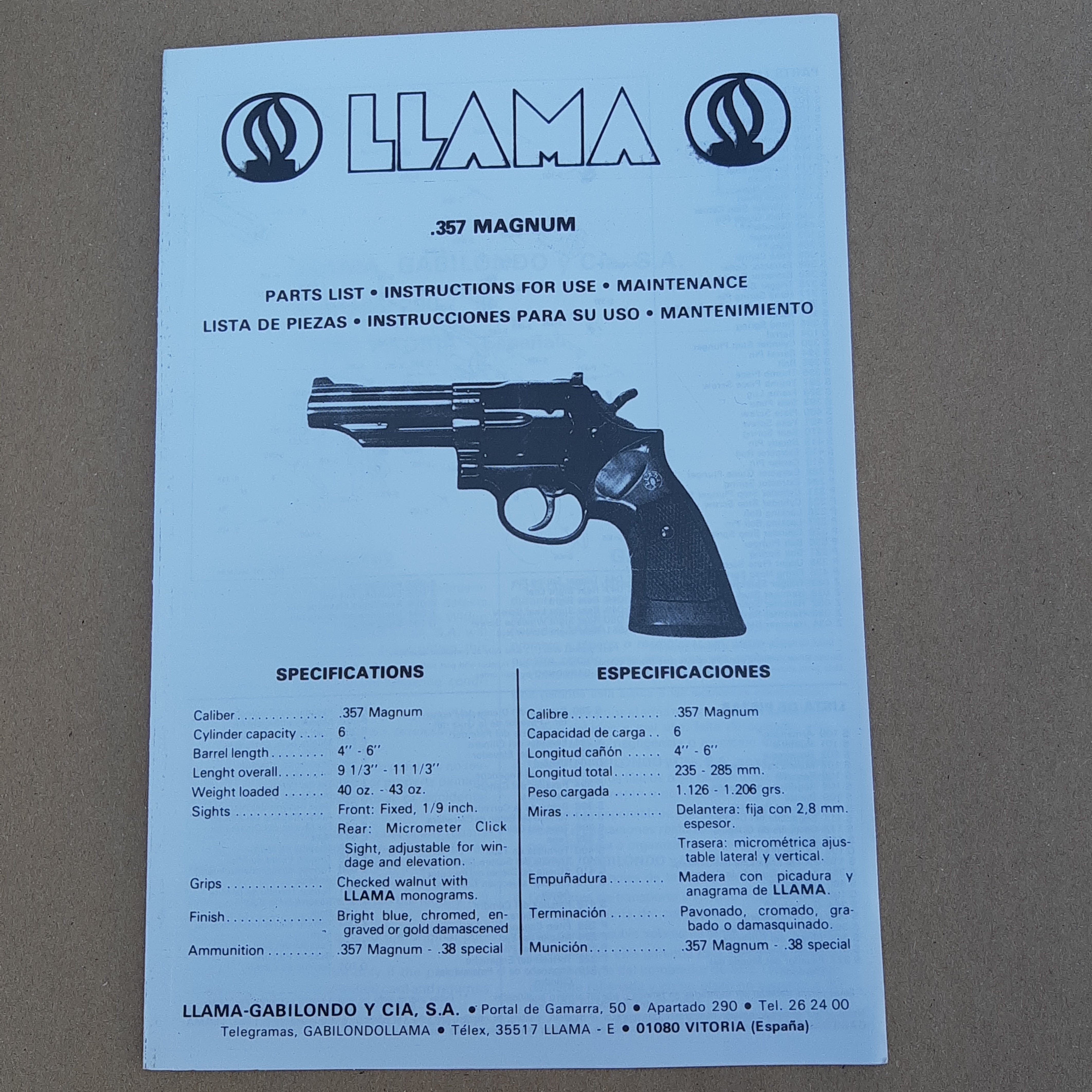 Anleitung Llama Revolver .357 Magnum Comanche – CGP